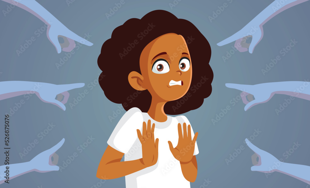 Hands Pointing to an Innocent Girl Vector Cartoon Illustration. People ...