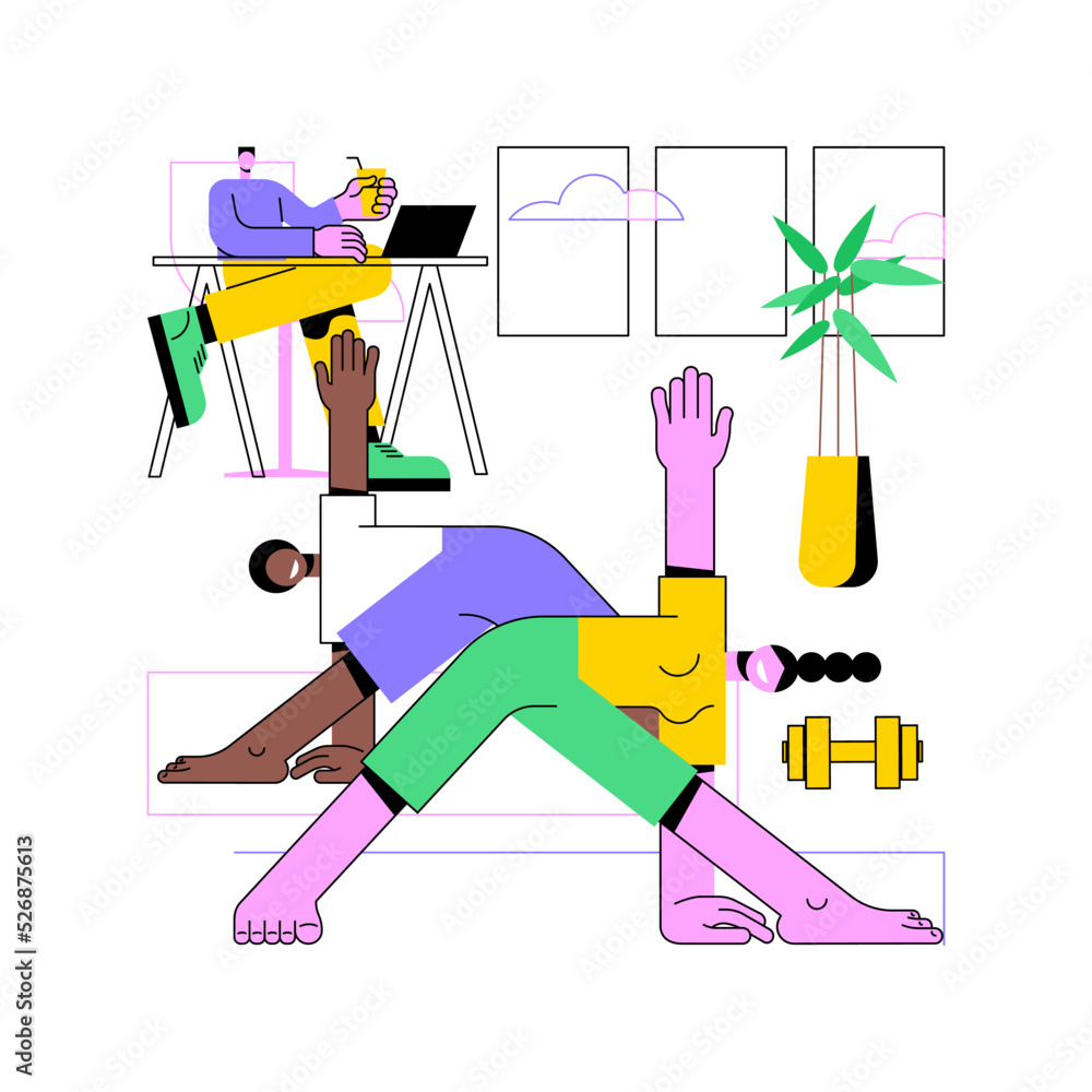 Office gym isolated cartoon vector illustrations. Group of diverse ...