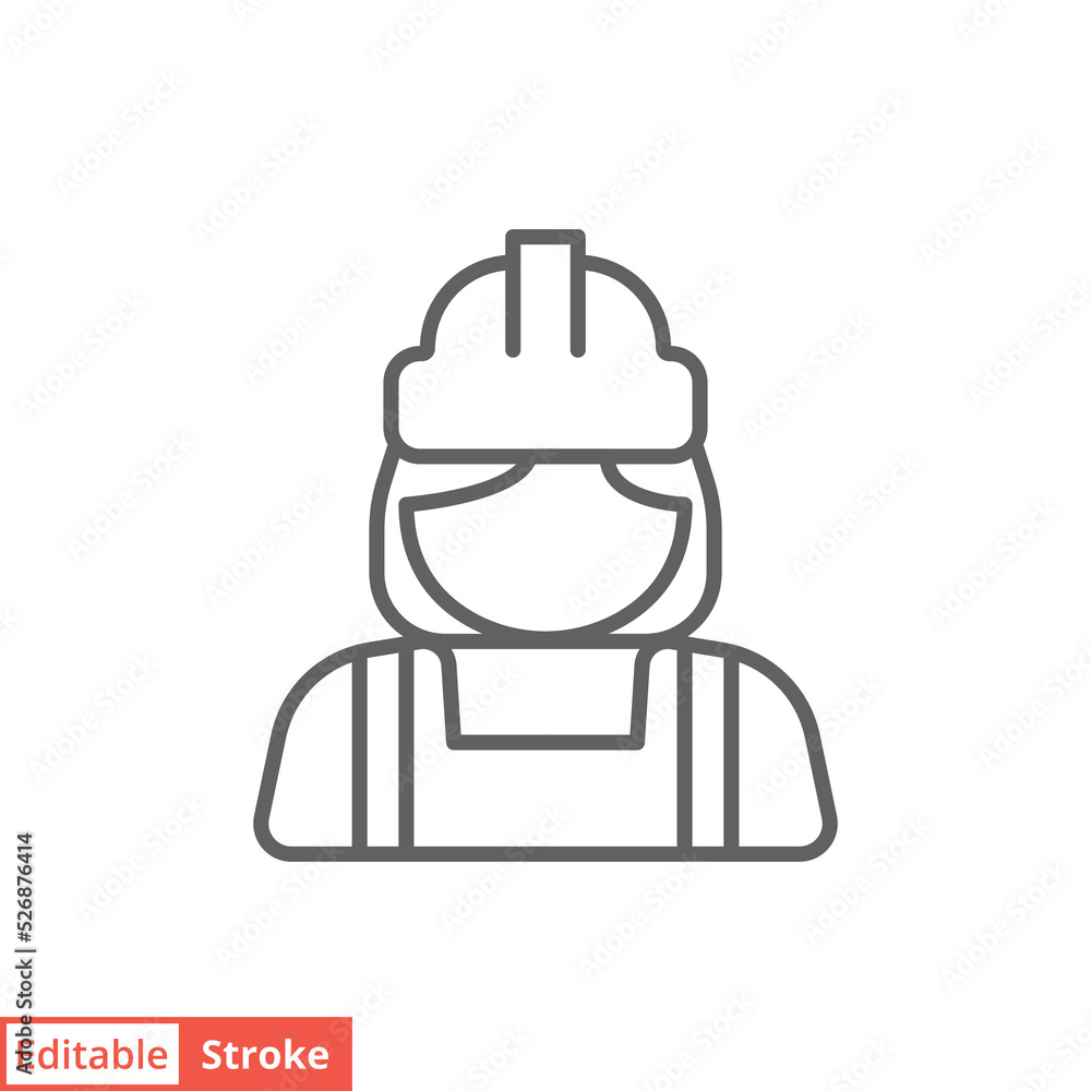 Female construction worker icon. Labor, builder, employee, hardhat ...