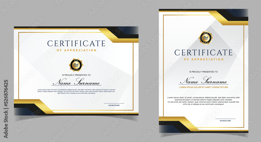 Graduation certificate template simple gold and black concept vector ...