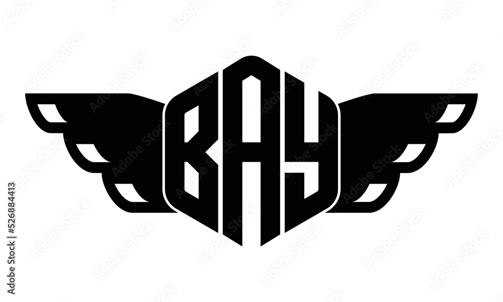 Vecteur Stock BAY three-letter butterfly iconic logo design vector ...