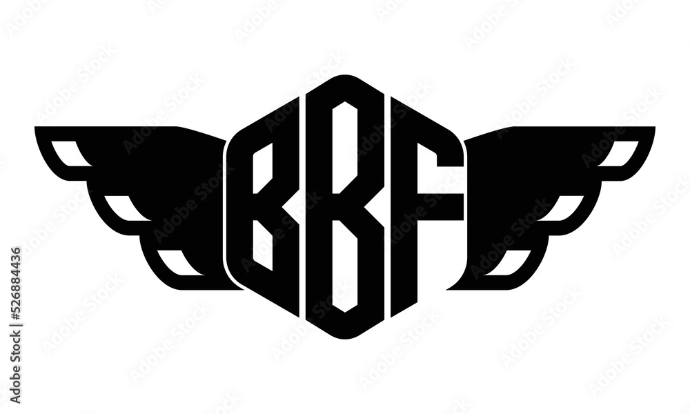 BBF three-letter butterfly iconic logo design vector template | polygon ...