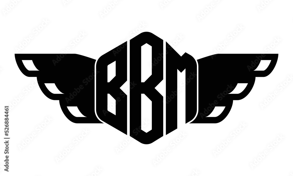 BBM three-letter butterfly iconic logo design vector template | polygon ...
