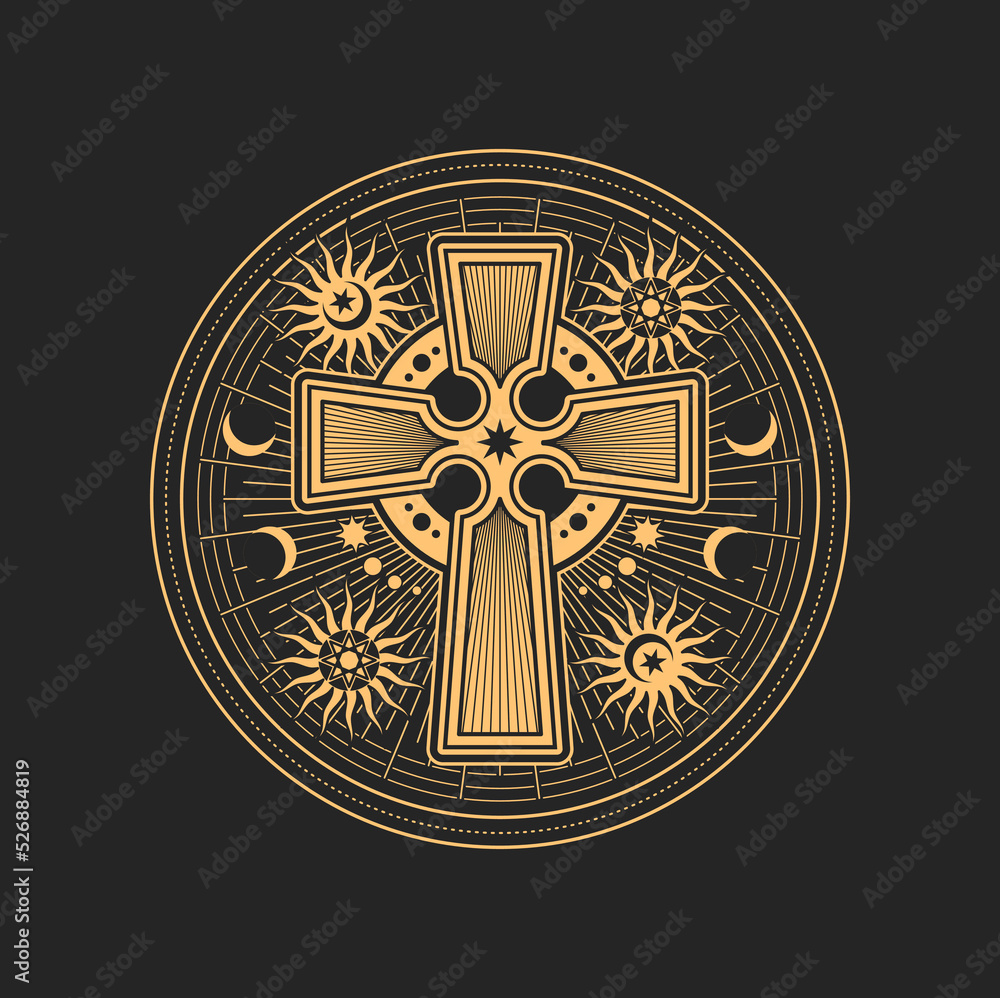 Egypt cross on esoteric occult talisman, satanic talisman with ...