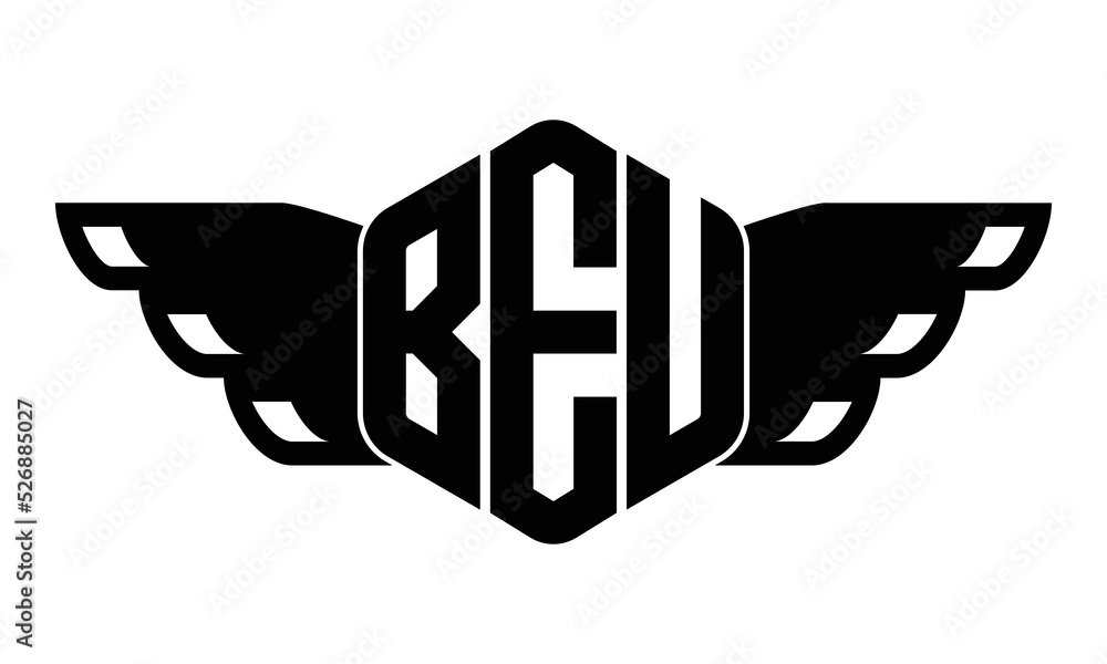 BEU three-letter butterfly iconic logo design vector template | polygon ...