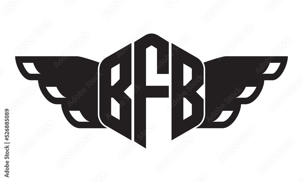 BFB three-letter butterfly iconic logo design vector template | polygon ...