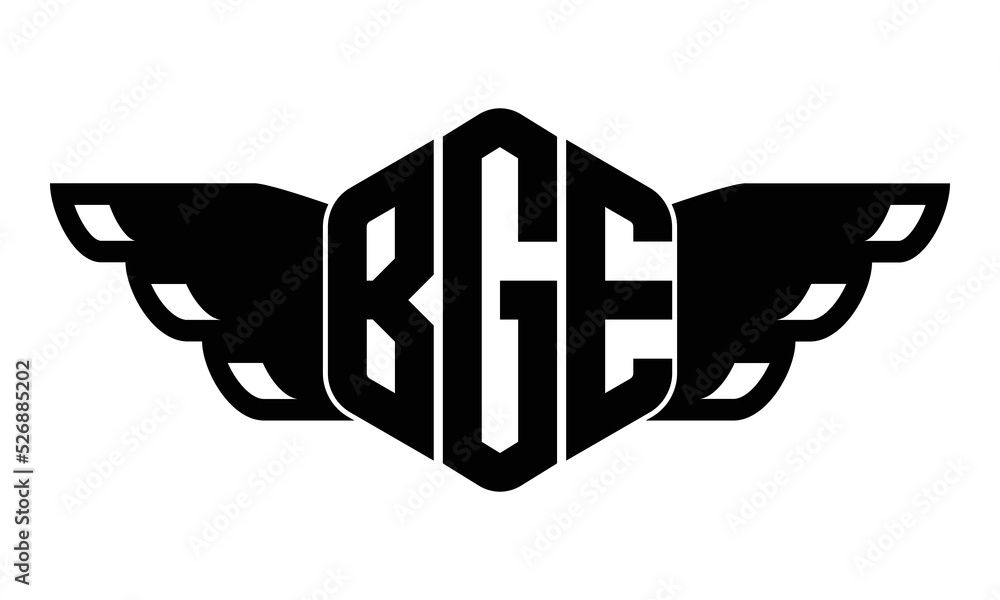 BGE three-letter butterfly iconic logo design vector template | polygon ...