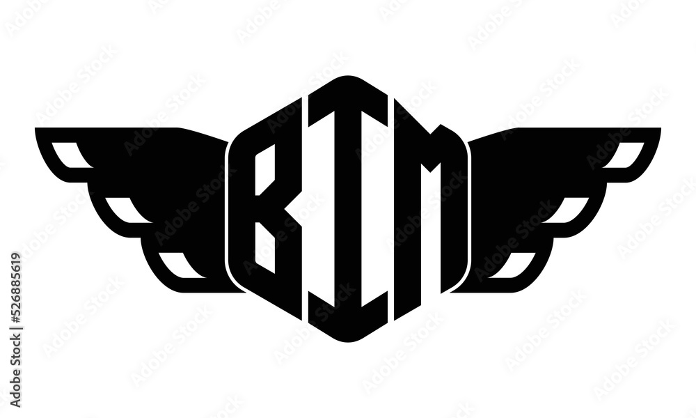 BIM three-letter butterfly iconic logo design vector template | polygon ...