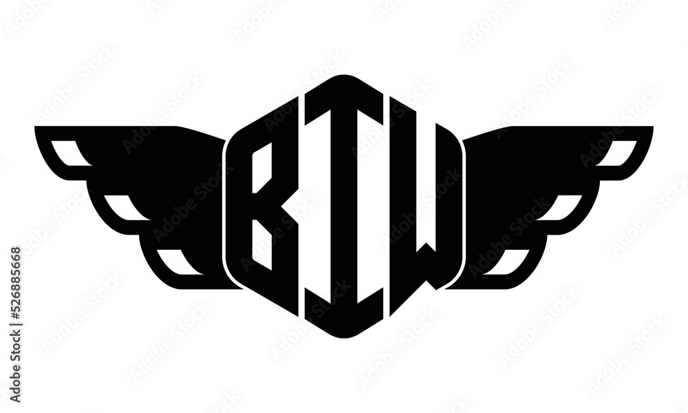 BIW three-letter butterfly iconic logo design vector template | polygon ...
