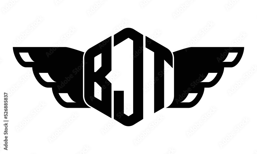 BJT three-letter butterfly iconic logo design vector template | polygon ...