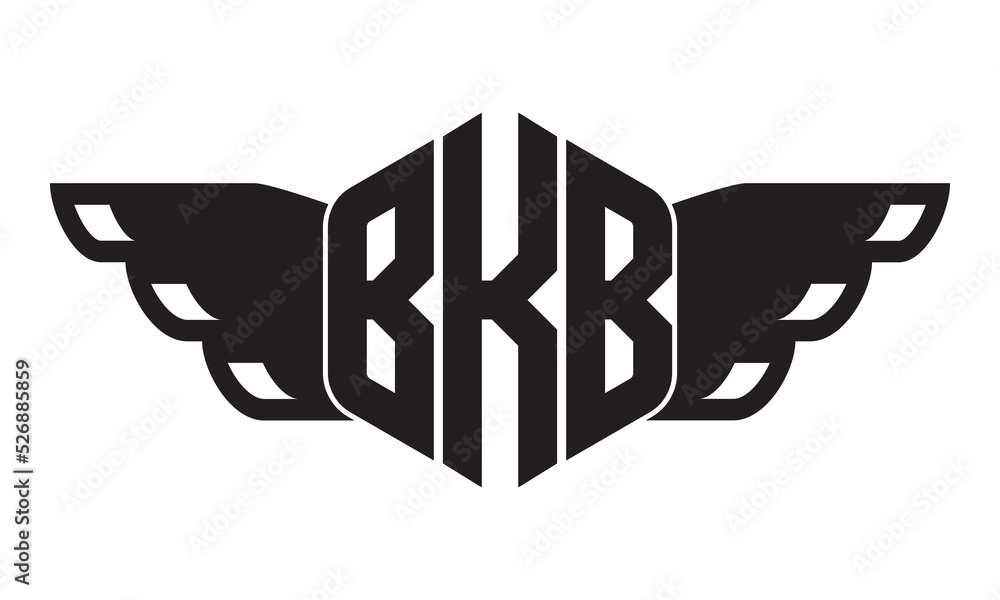 BKB three-letter butterfly iconic logo design vector template | polygon ...