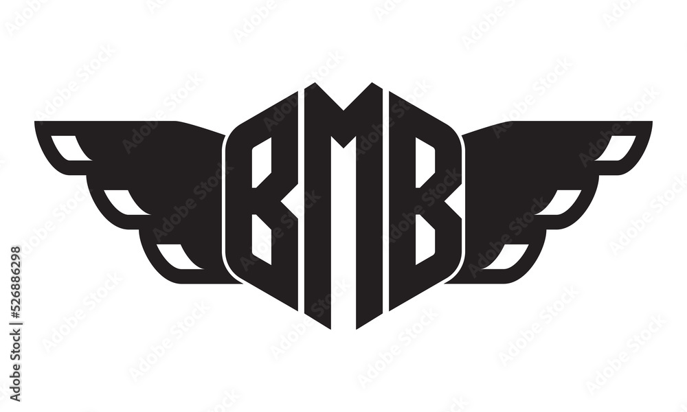 BMB three-letter butterfly iconic logo design vector template | polygon ...