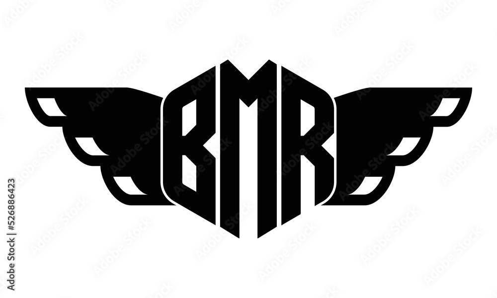 BMR three-letter butterfly iconic logo design vector template | polygon ...