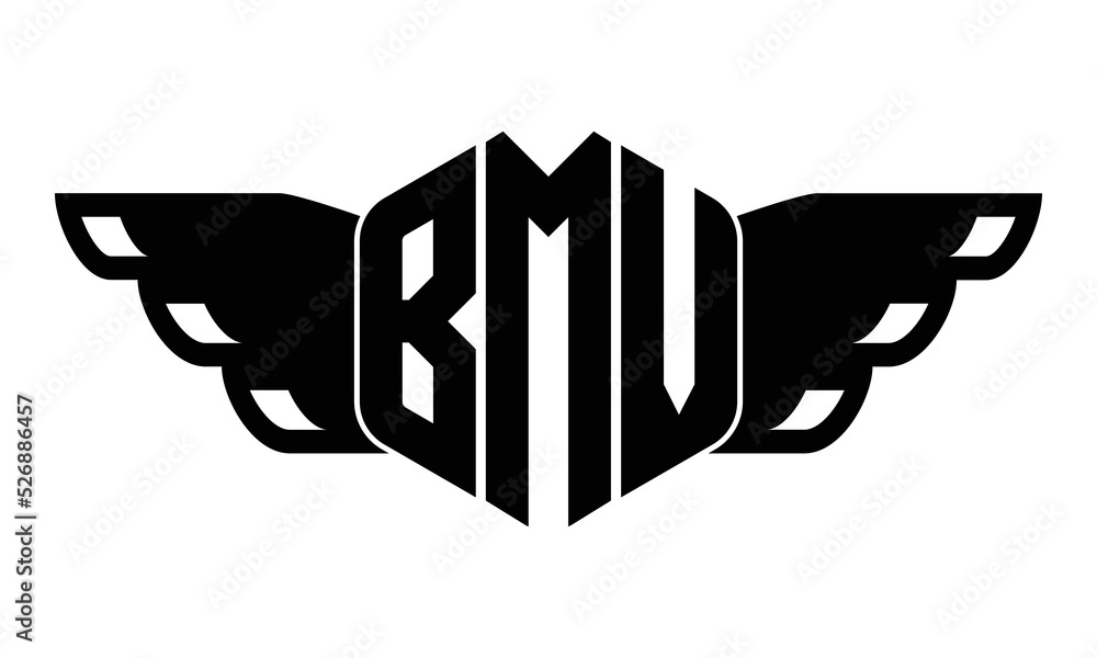 BMV three-letter butterfly iconic logo design vector template | polygon ...