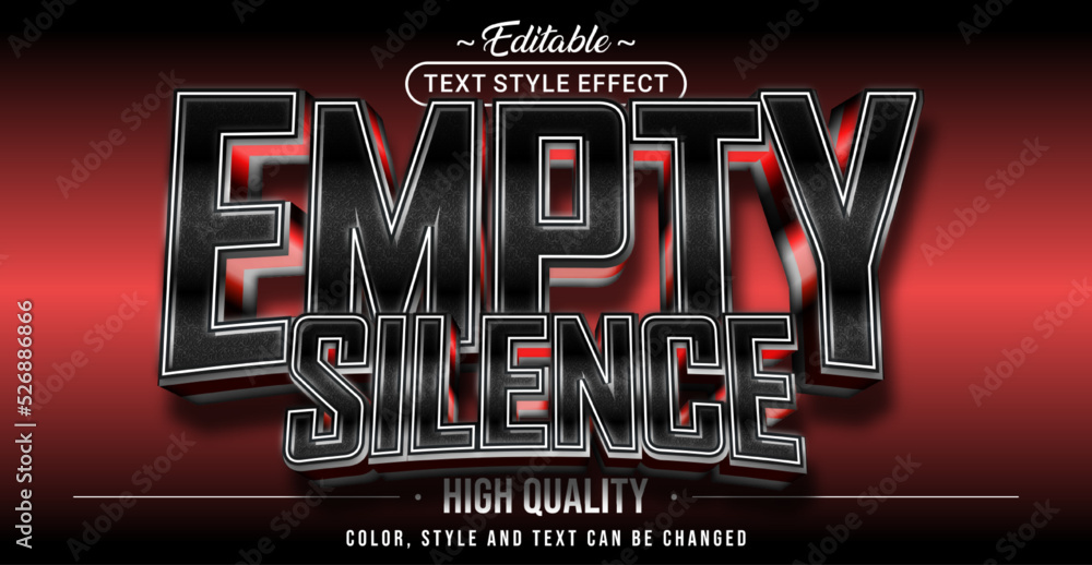 Editable text style effect - Empty Silence text style theme. Stock ...