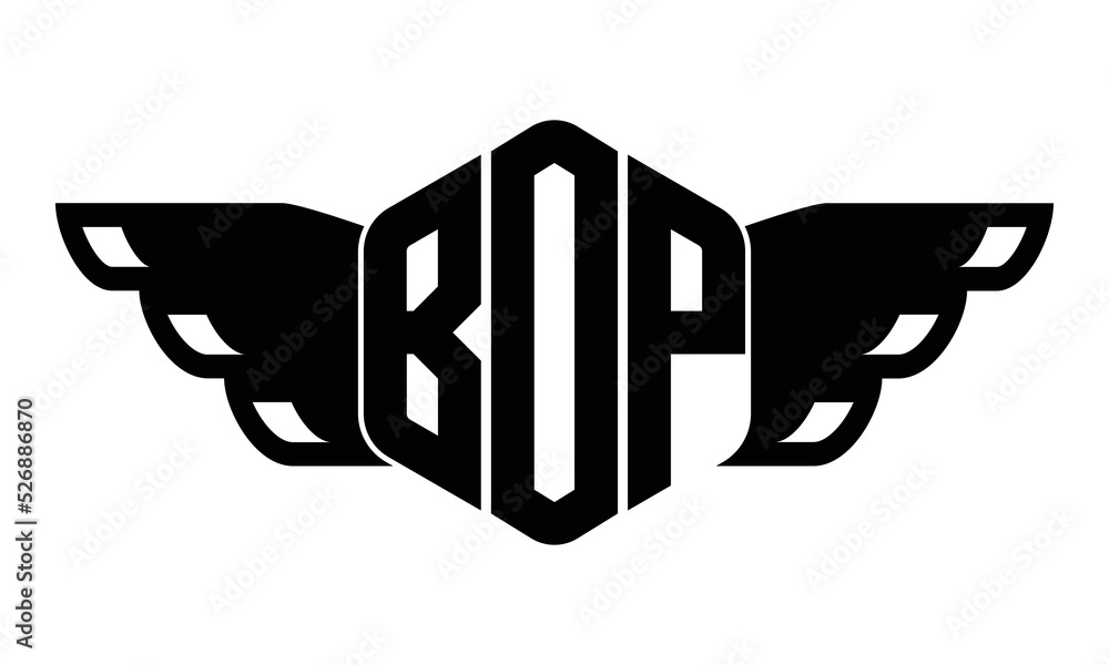 BOP three-letter butterfly iconic logo design vector template | polygon ...