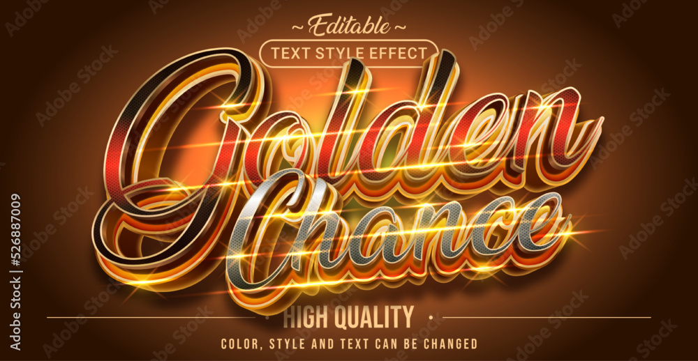 Editable text style effect - Golden Chance text style theme. Stock ...