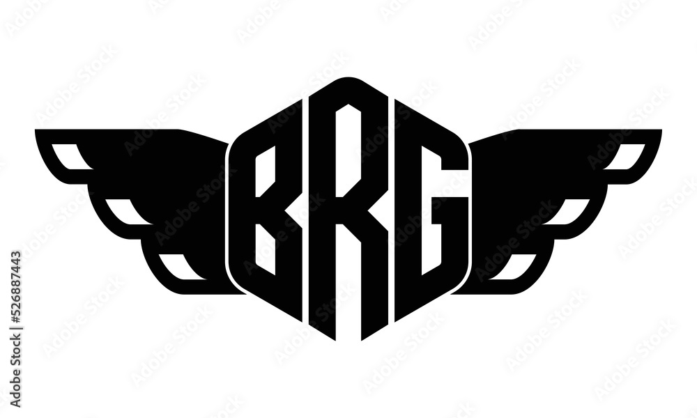 BRG three-letter butterfly iconic logo design vector template | polygon ...
