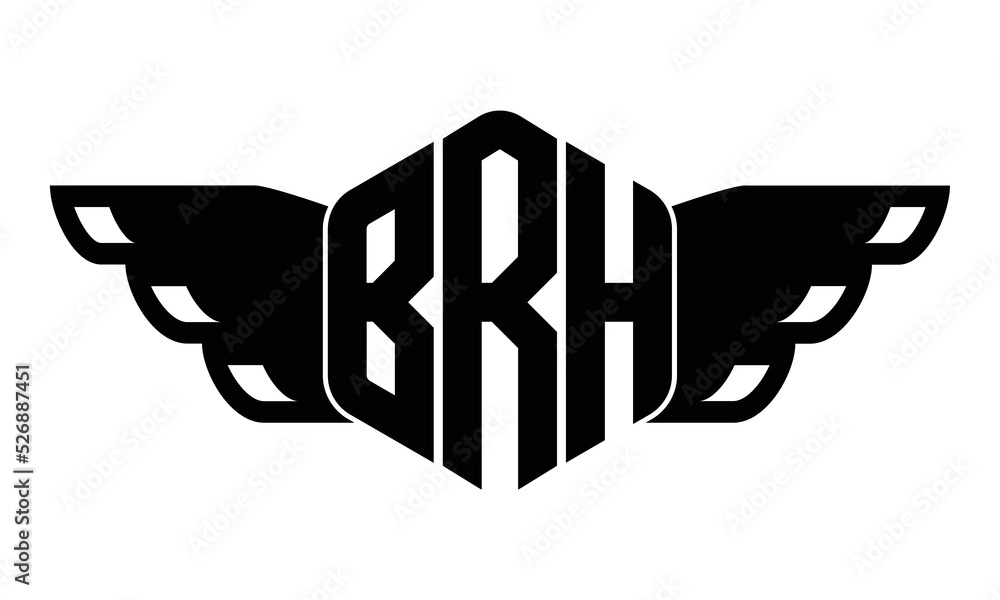 BRH three-letter butterfly iconic logo design vector template | polygon ...