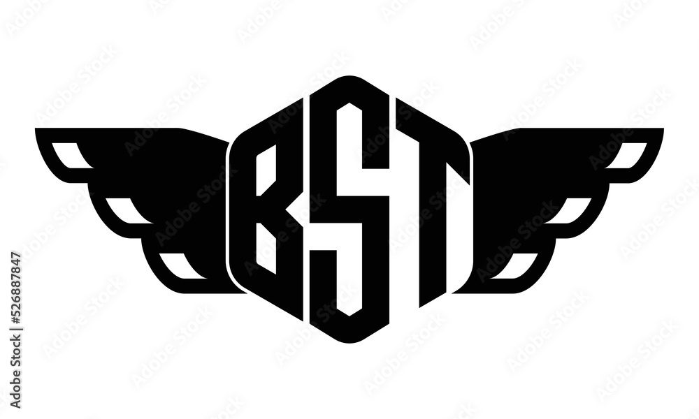 BST three-letter butterfly iconic logo design vector template | polygon ...