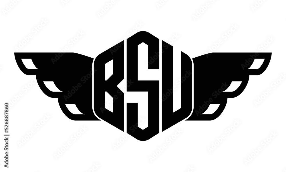 BSU three-letter butterfly iconic logo design vector template | polygon ...