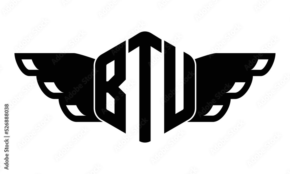 BTU three-letter butterfly iconic logo design vector template | polygon ...