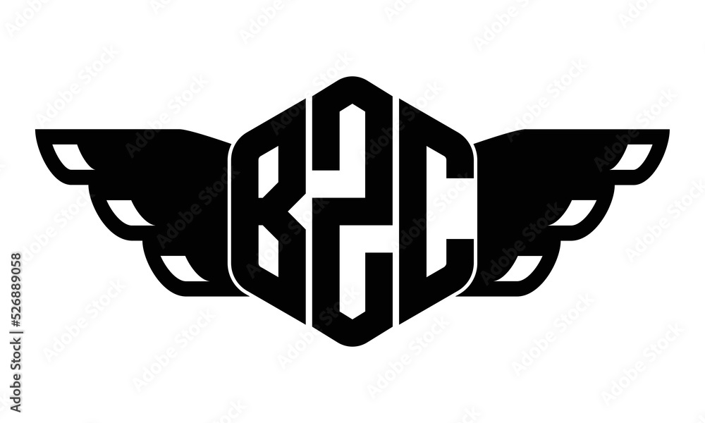 BZC three-letter butterfly iconic logo design vector template | polygon ...