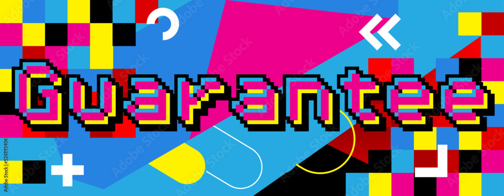 Guarantee. Pixelated word with geometric graphic background. Vector ...