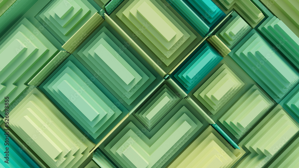 Turquoise and Yellow Tech Background with a Geometric 3D Structure ...
