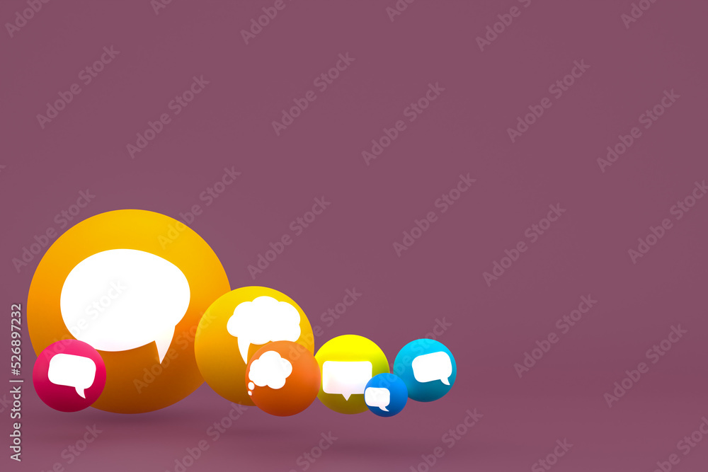 Idea comment or think reactions emoji 3d render,social media balloon ...
