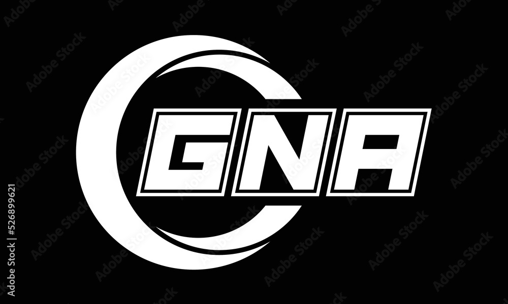 GNA three-letter circle logo design. custom font black and white logo ...