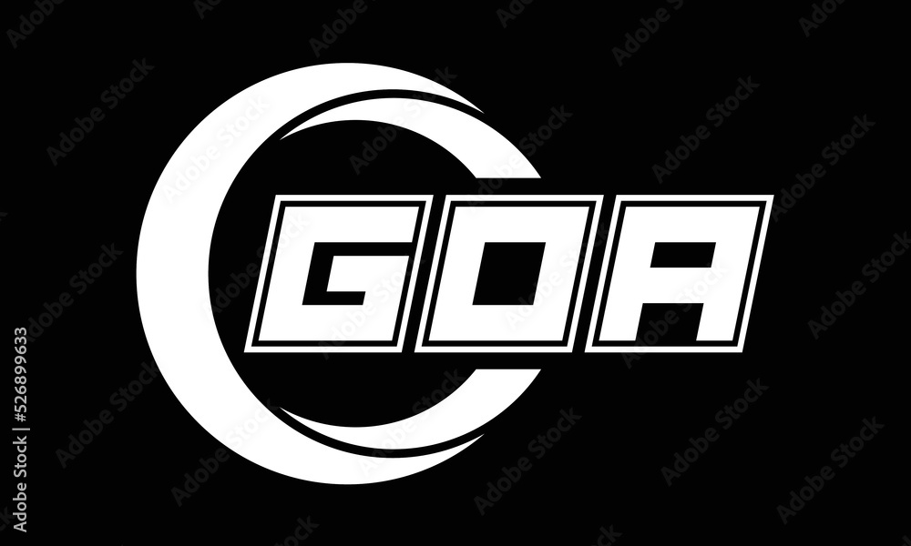 GOA three-letter circle logo design. custom font black and white logo ...