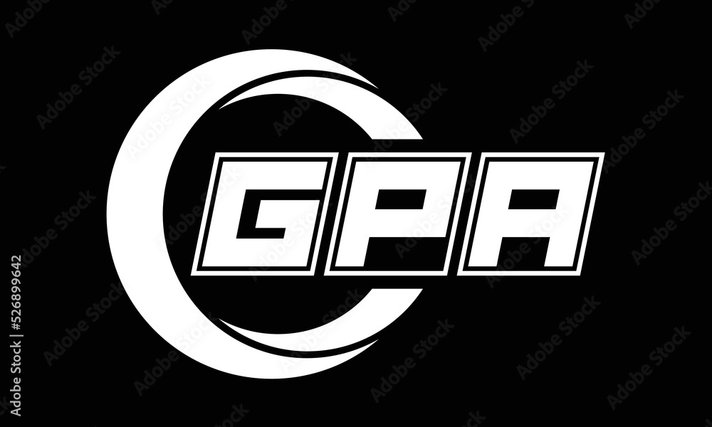 Vetor do Stock: GPA three-letter circle logo design. custom font black ...
