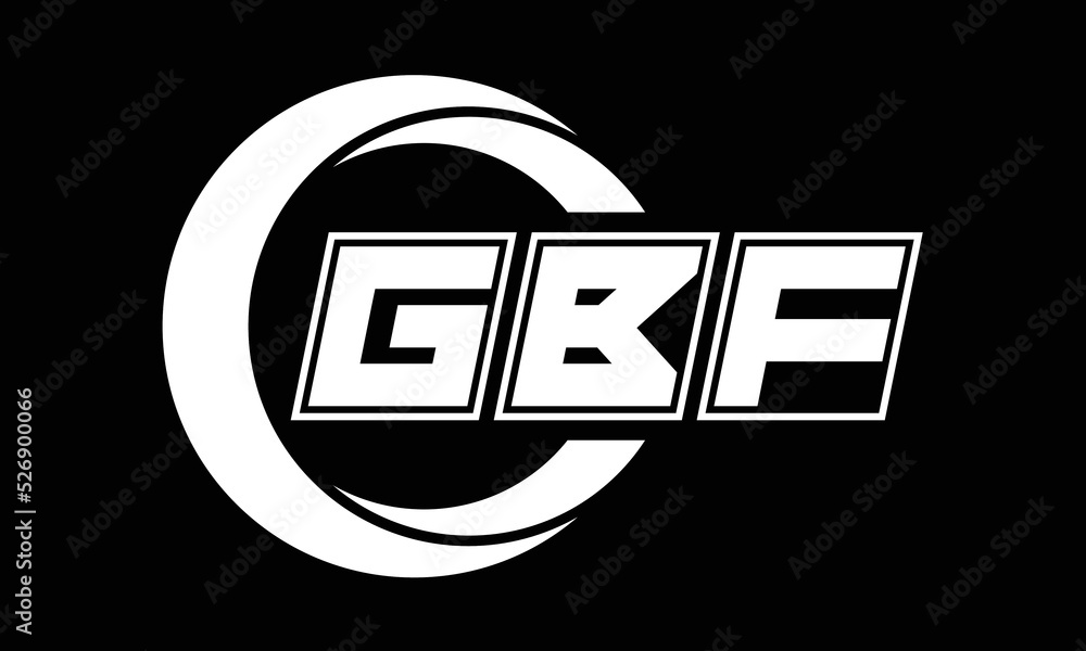 GBF three-letter circle logo design. custom font black and white logo ...