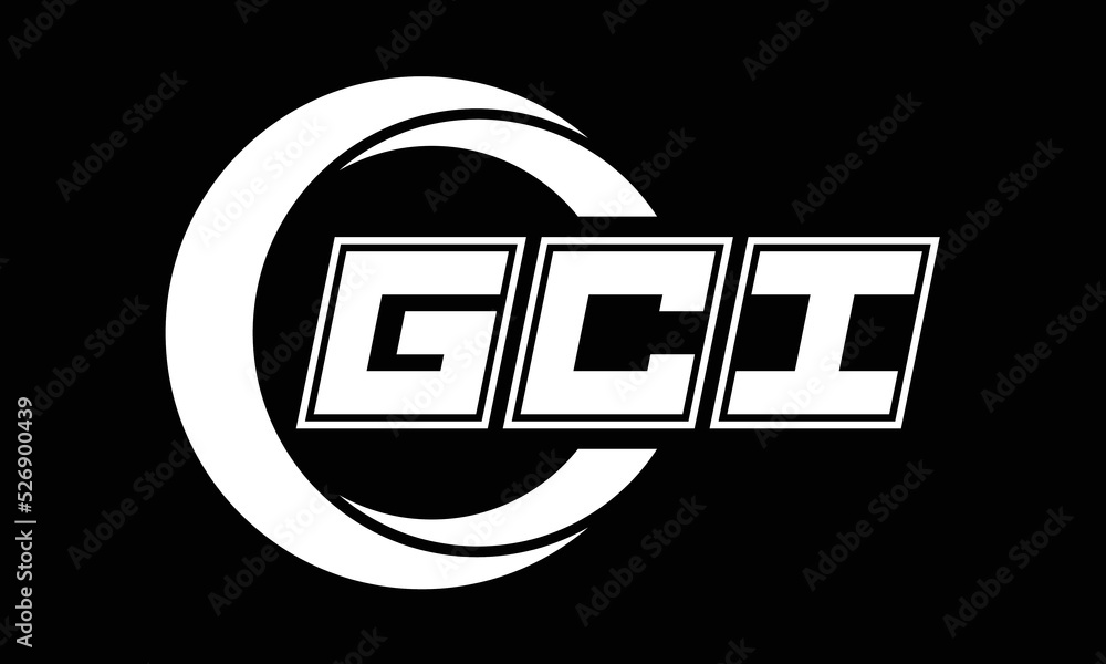 GCI three-letter circle logo design. custom font black and white logo ...