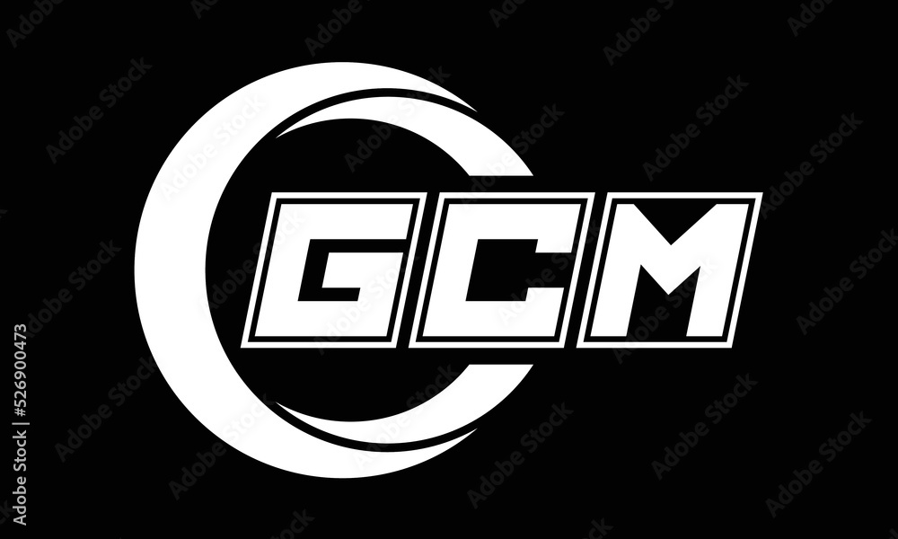 GCM three-letter circle logo design. custom font black and white logo ...
