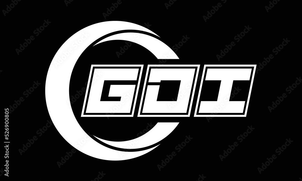 GDI three-letter circle logo design. custom font black and white logo ...