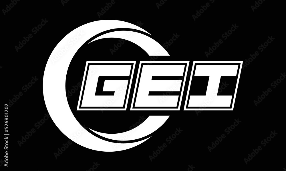 GEI three-letter circle logo design. custom font black and white logo ...