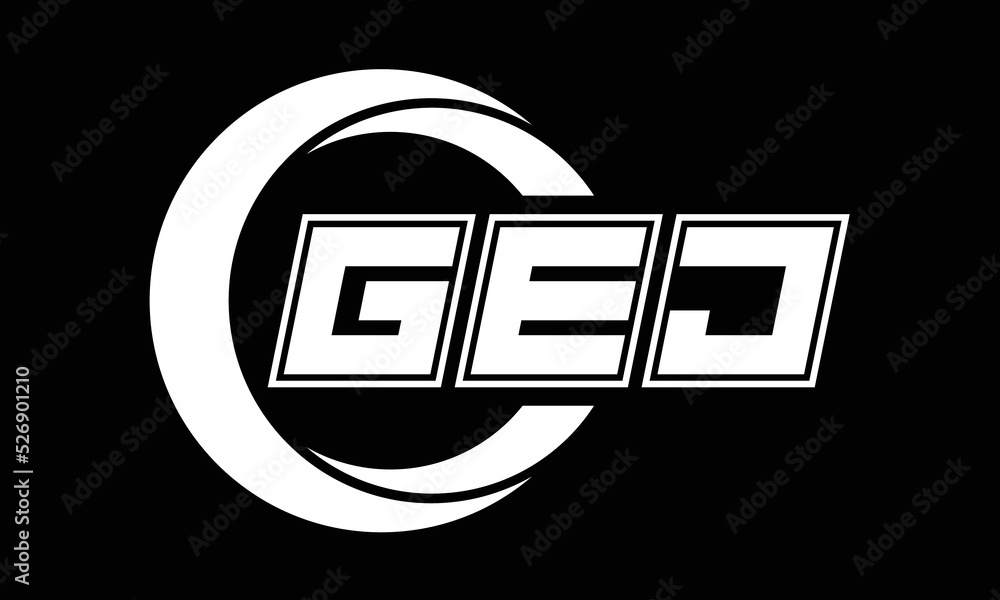 GEJ three-letter circle logo design. custom font black and white logo ...