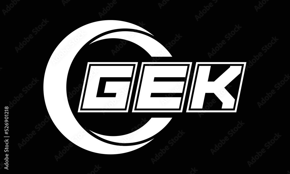 GEK three-letter circle logo design. custom font black and white logo ...