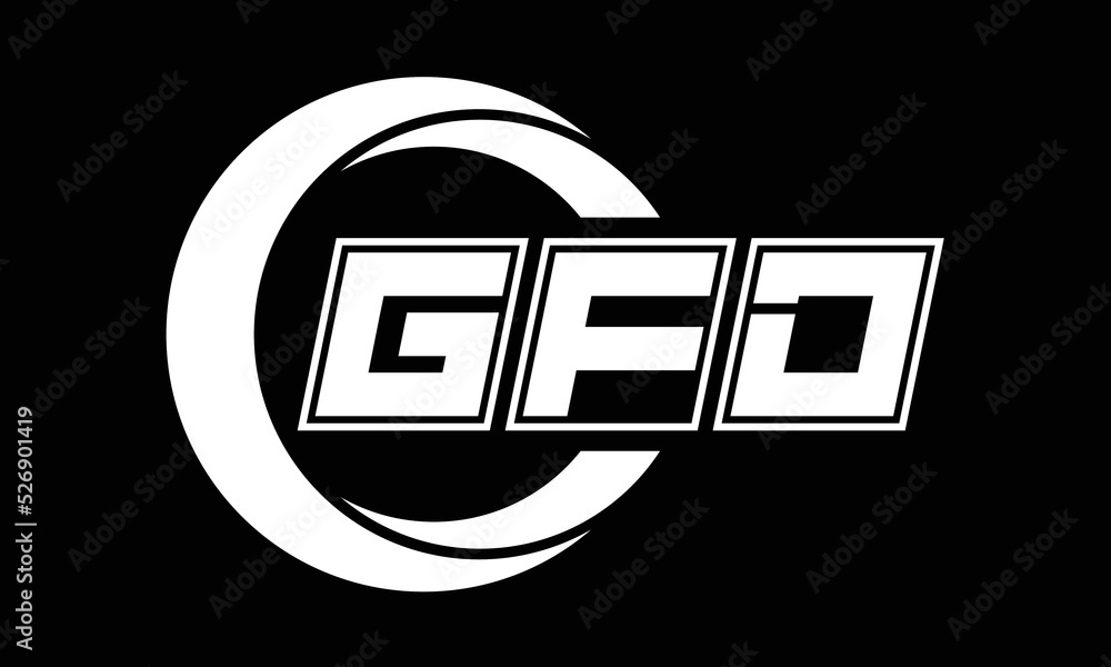 Vetor de GFD three-letter circle logo design. custom font black and ...
