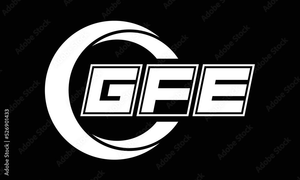 GFE three-letter circle logo design. custom font black and white logo ...