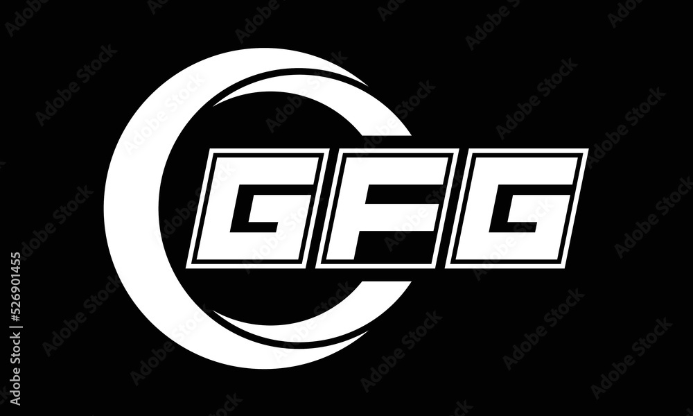 GFG three-letter circle logo design. custom font black and white logo ...