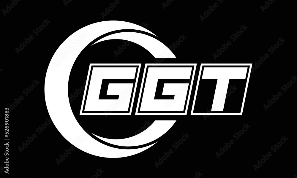 GGT three-letter circle logo design. custom font black and white logo ...