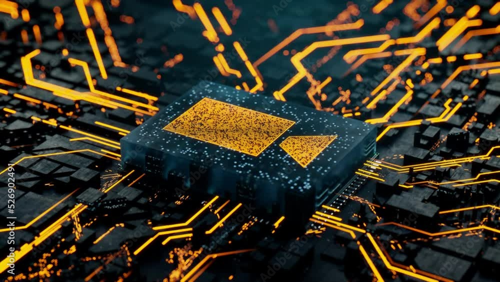 Video camera Technology Concept with Recording symbol on a Microchip ...