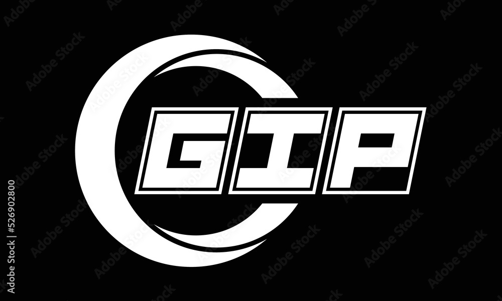 GIP three-letter circle logo design. custom font black and white logo ...