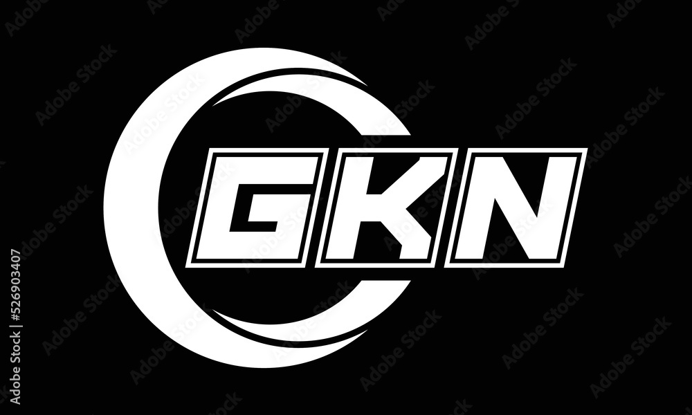 GKN three-letter circle logo design. custom font black and white logo ...