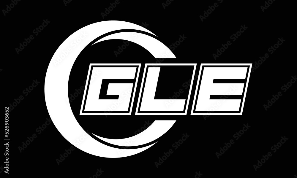 GLE three-letter circle logo design. custom font black and white logo ...
