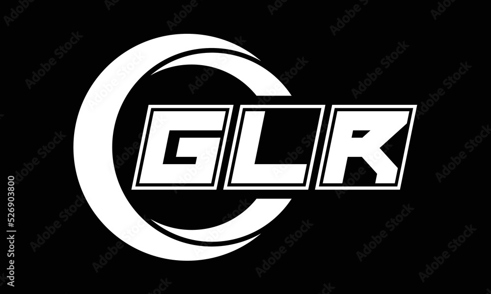 GLR three-letter circle logo design. custom font black and white logo ...