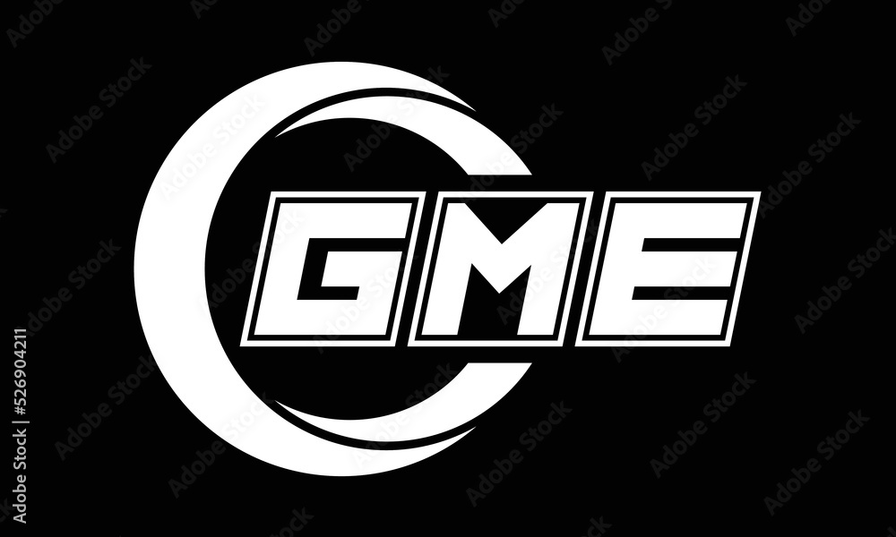 GME three-letter circle logo design. custom font black and white logo ...